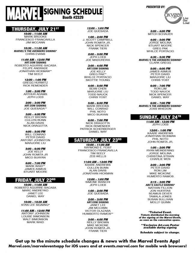 SDCC’11: Marvel’s complete show schedule in handy, printable form ...
